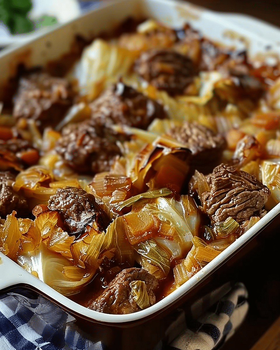 Savory Cabbage Beef Bake - Cooking With Blog