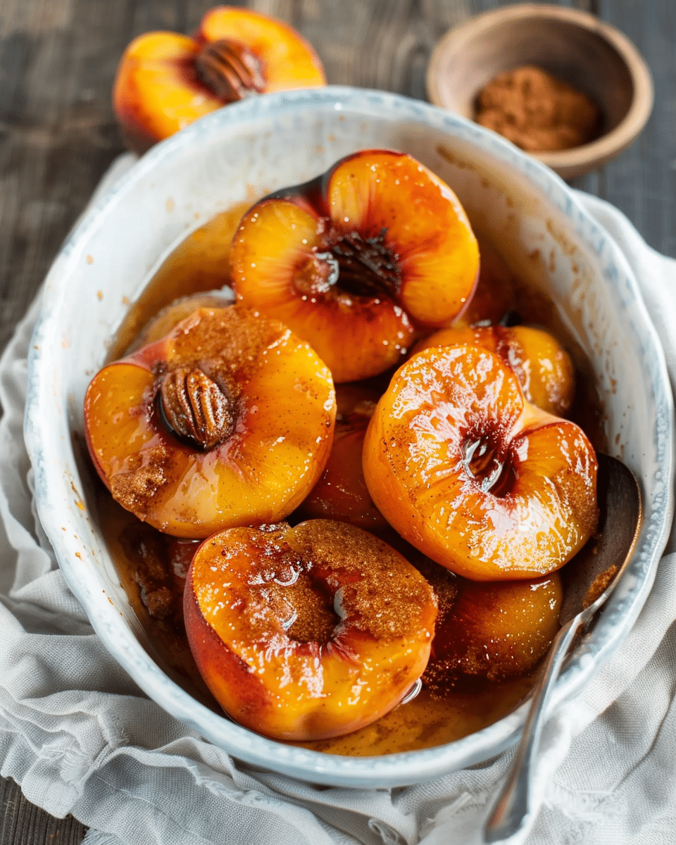 Cinnamon Sugar Baked Peaches - Cooking With Blog