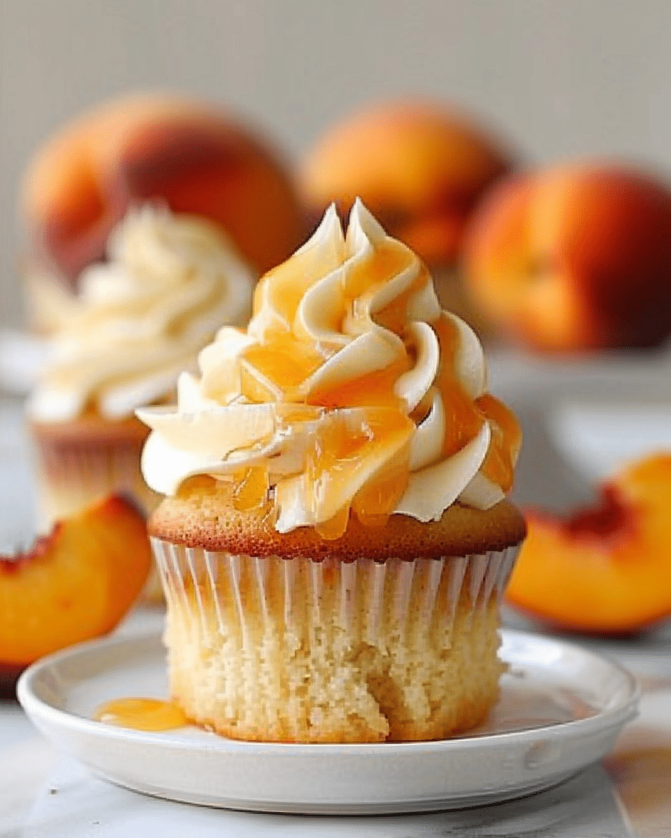 Summer Honey Peach Cream Cheese Cupcakes - Cooking With Blog