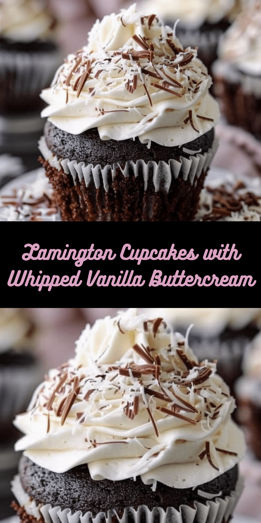 Lamington Cupcakes with Whipped Vanilla Buttercream - Cooking With Blog