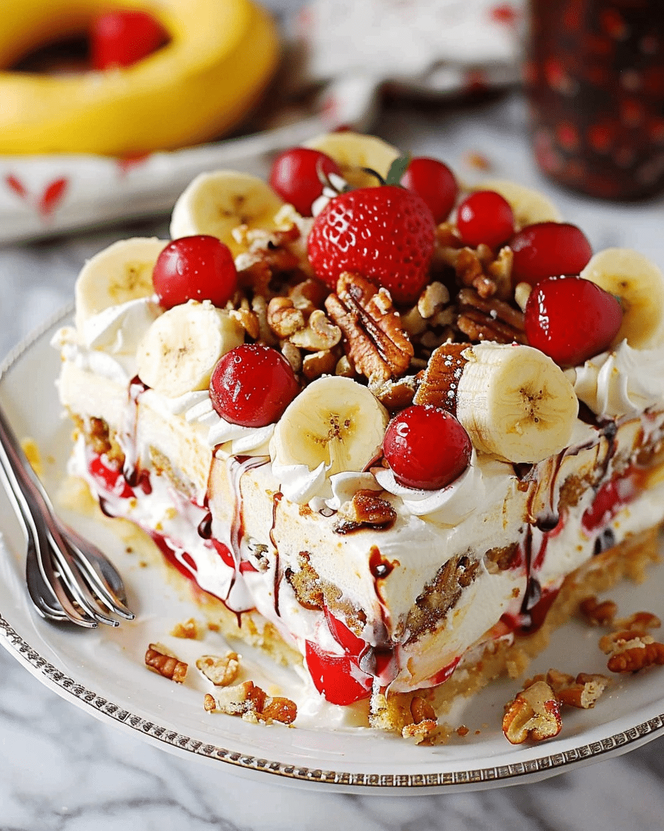 No-Bake Banana Split Cake - Cooking With Blog