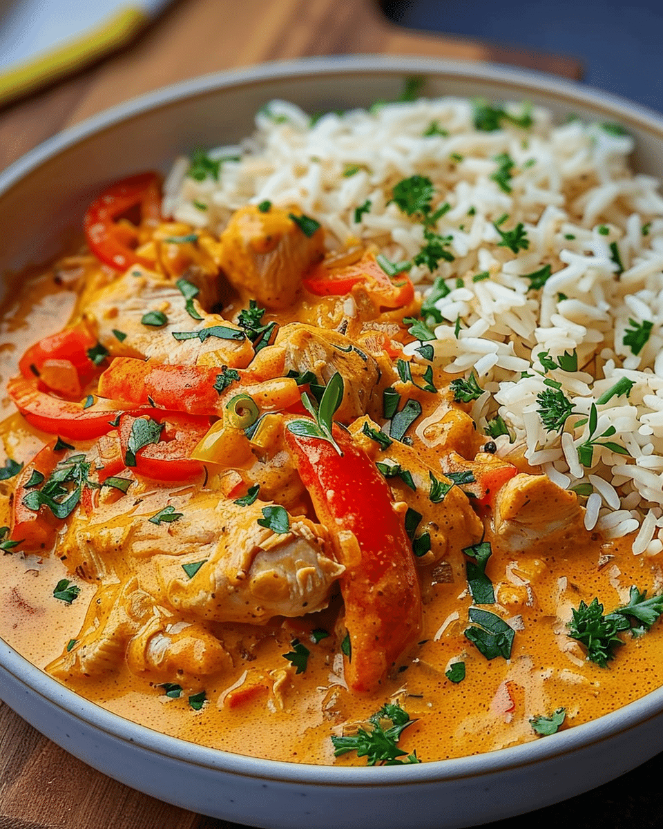 Ultimate Creamy Paprika Chicken & Pepper Rice Bowl - Cooking With Blog