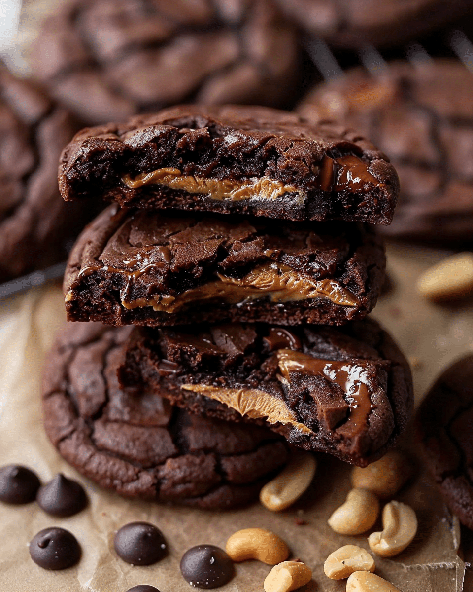 Chocolate Peanut Butter Filled Cookies - Cooking With Blog