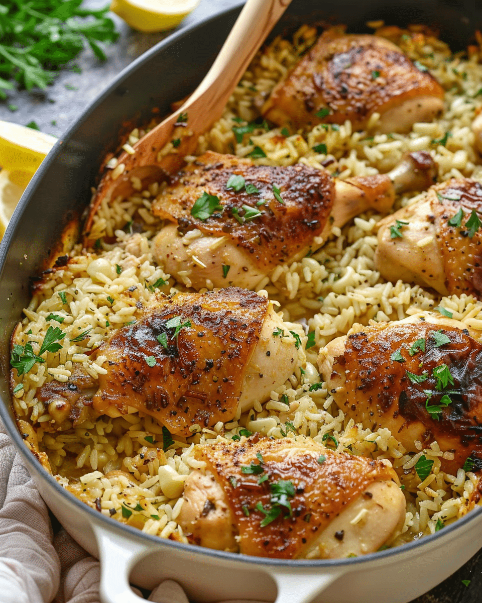 Garlic Chicken Rice Bake - Cooking With Blog