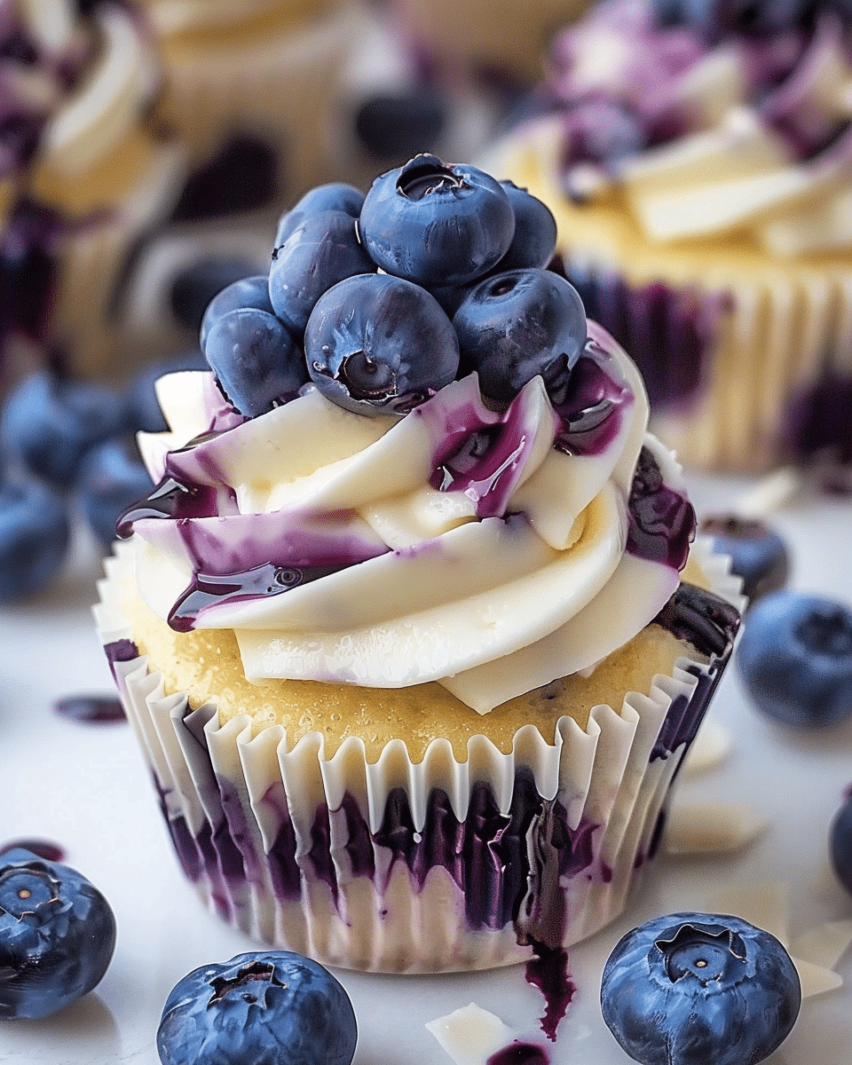 White Chocolate Blueberry Cheesecake Cupcakes - Cooking With Blog