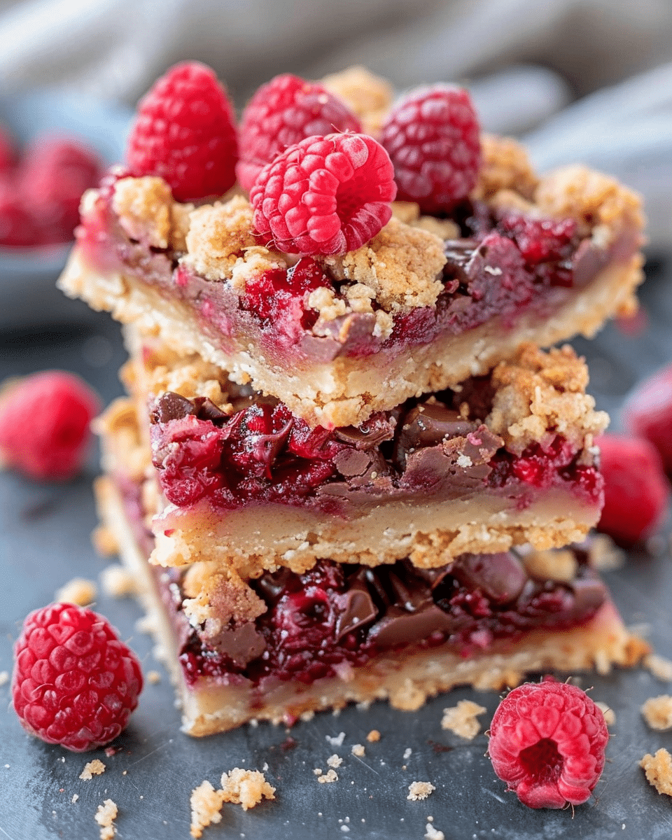 Chocolate Raspberry Crumb Bars - Cooking With Blog
