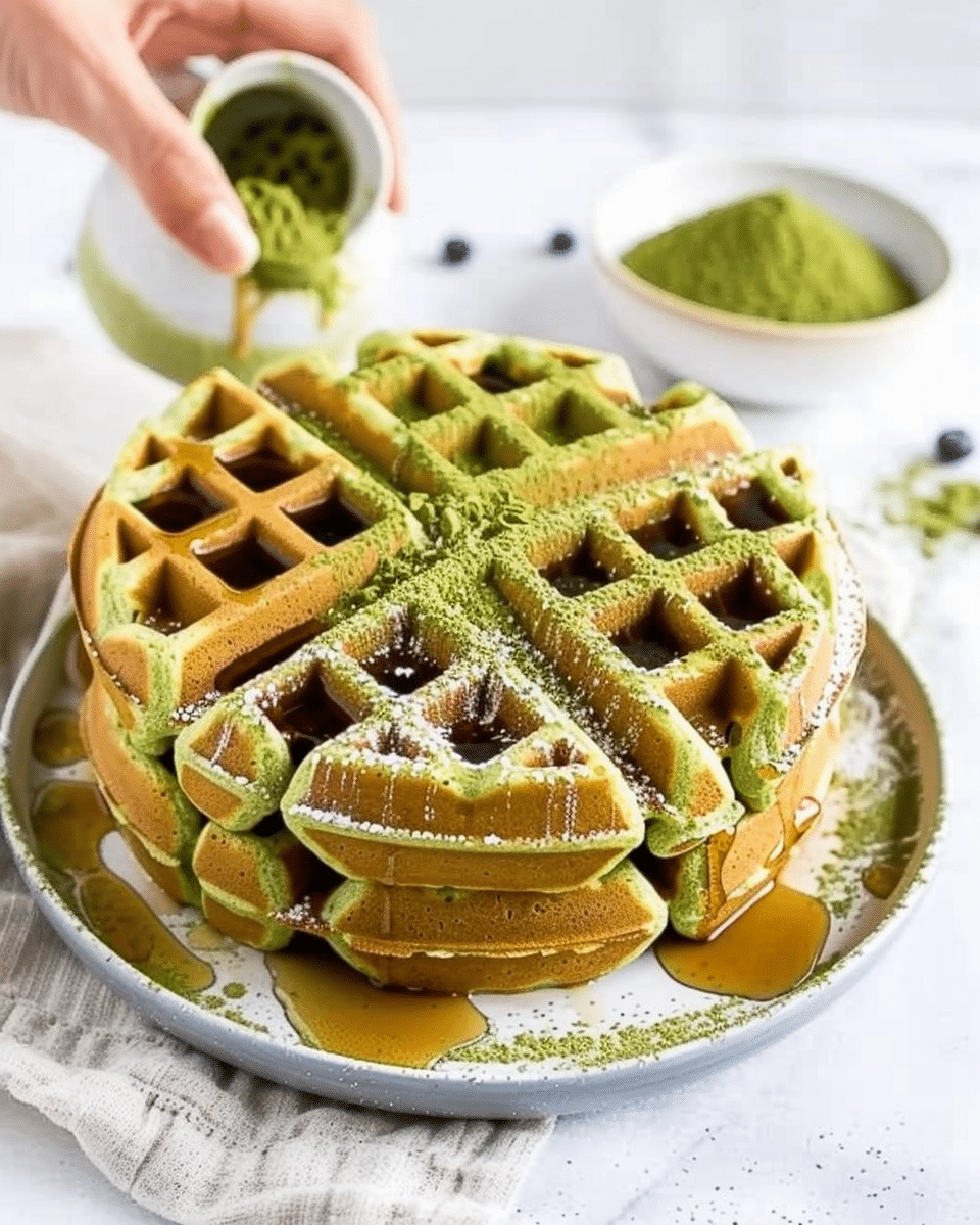 Green Tea Matcha Waffles (Gluten Free) - Cooking With Blog