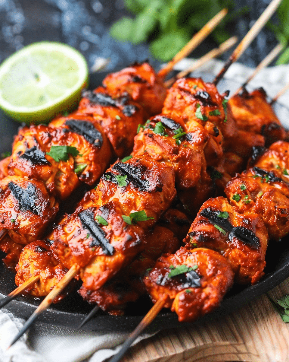 Indian Tandoori Chicken Tikka Kebab Skewers - Cooking With Blog