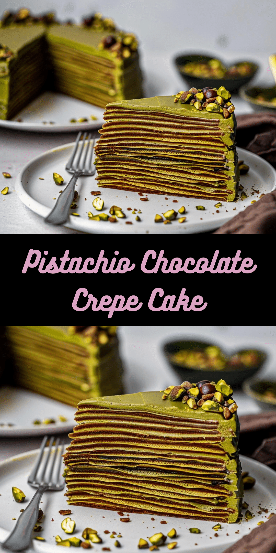 Pistachio Chocolate Crepe Cake - Cooking With Blog