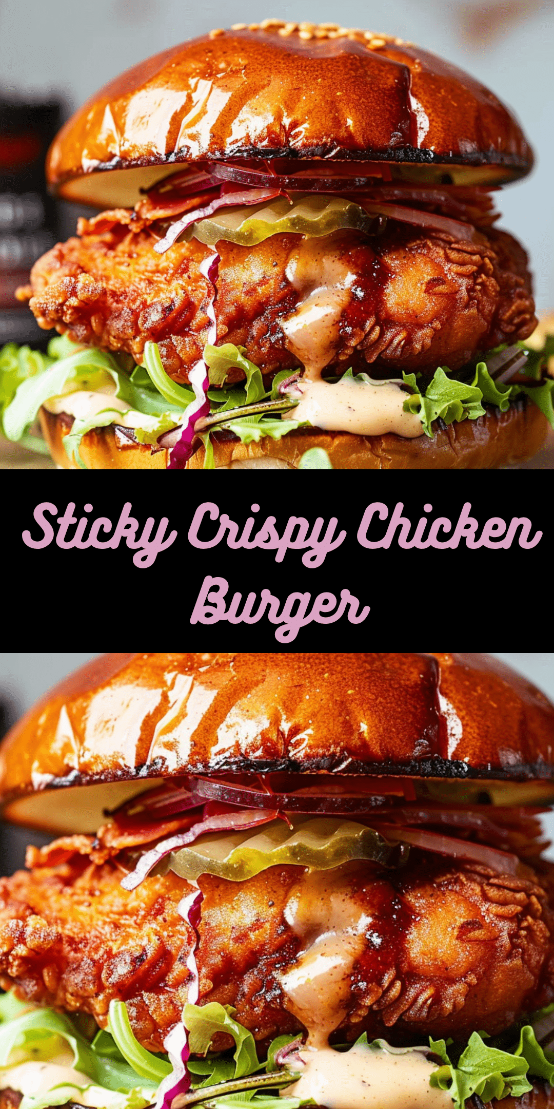 Sticky Crispy Chicken Burger - Cooking With Blog