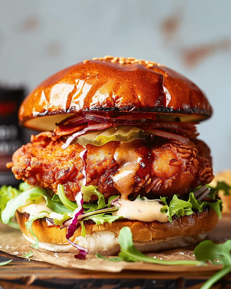 Sticky Crispy Chicken Burger - Cooking With Blog