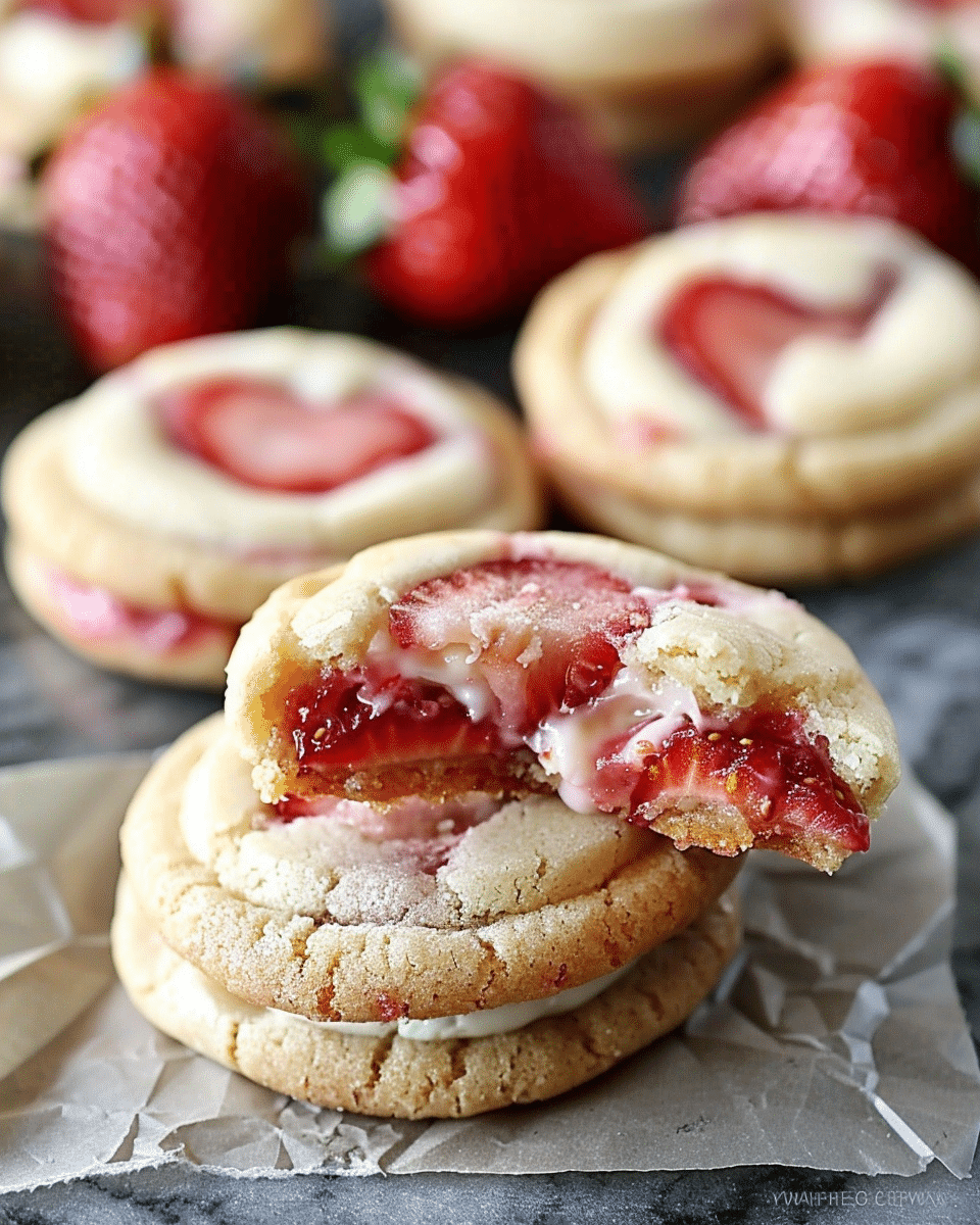 Creamy Strawberry Cheesecake Stuffed Cookies - Cooking With Blog