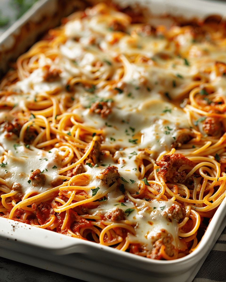 Baked Cream Cheese Spaghetti Casserole - Cooking With Blog