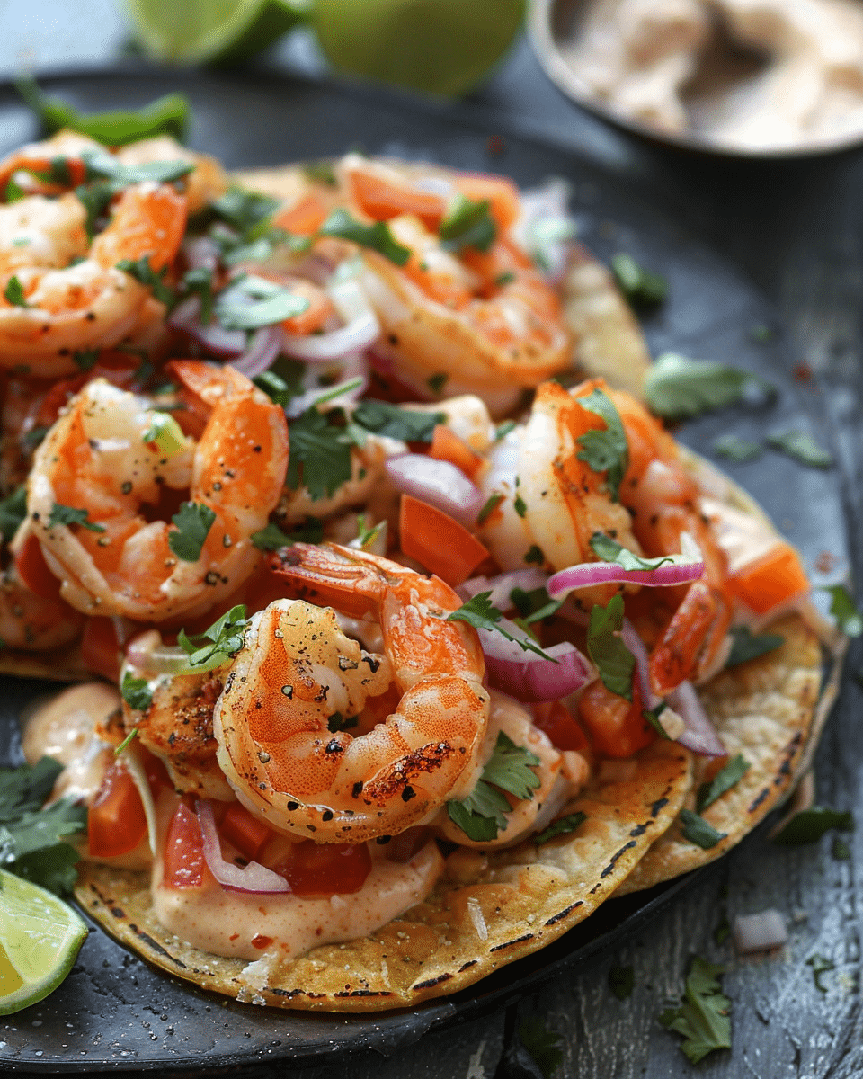 Chili Lime Shrimp Tostadas with Chipotle Mayo - Cooking With Blog