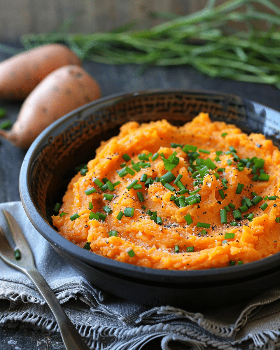 Creamy Savory Mashed Sweet Potatoes - Cooking With Blog