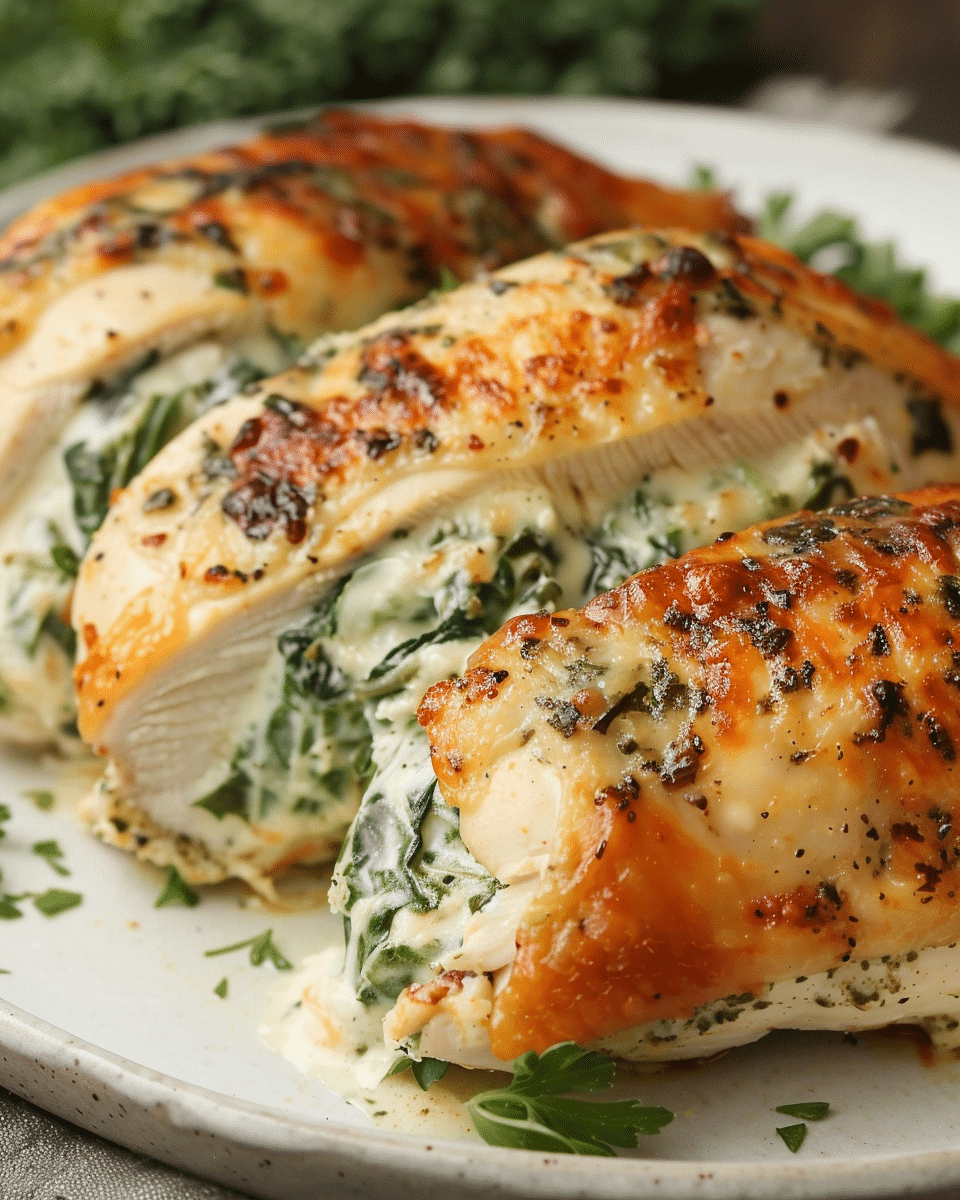 Creamy Spinach & Cheese Stuffed Chicken Breasts - Cooking With Blog