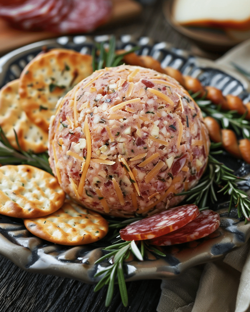 Savory Salami & Cheddar Cheese Ball - Cooking With Blog