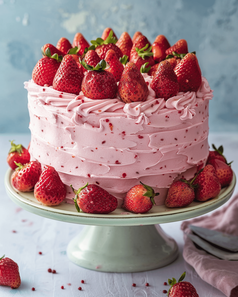 Strawberry Layer Cake with Creamy Strawberry Frosting - Cooking With Blog