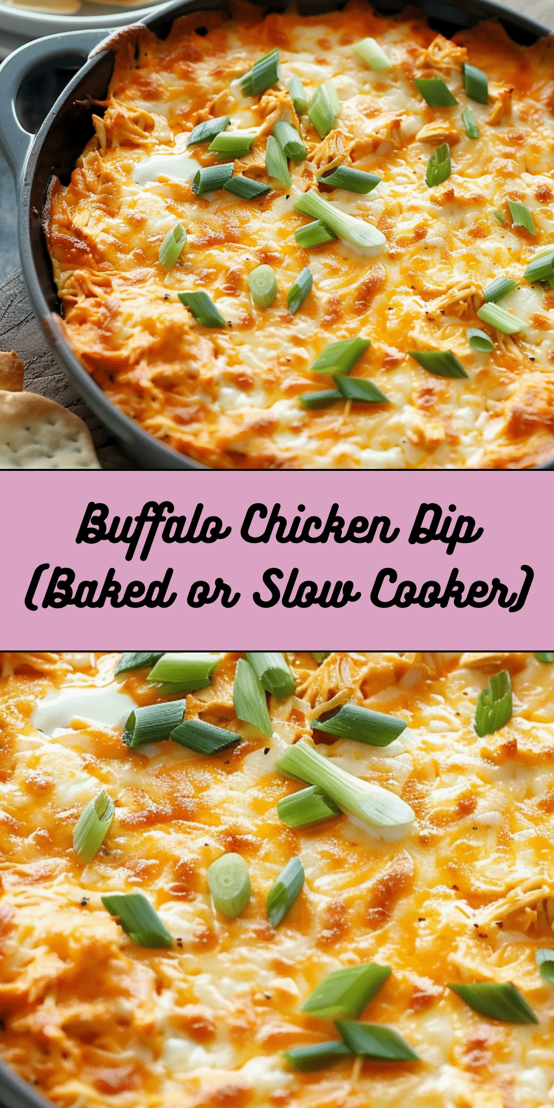 Buffalo Chicken Dip (Baked or Slow Cooker) - Cooking With Blog