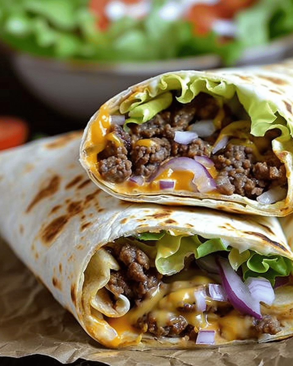 Cheesy Big Mac Wraps - Cooking With Blog