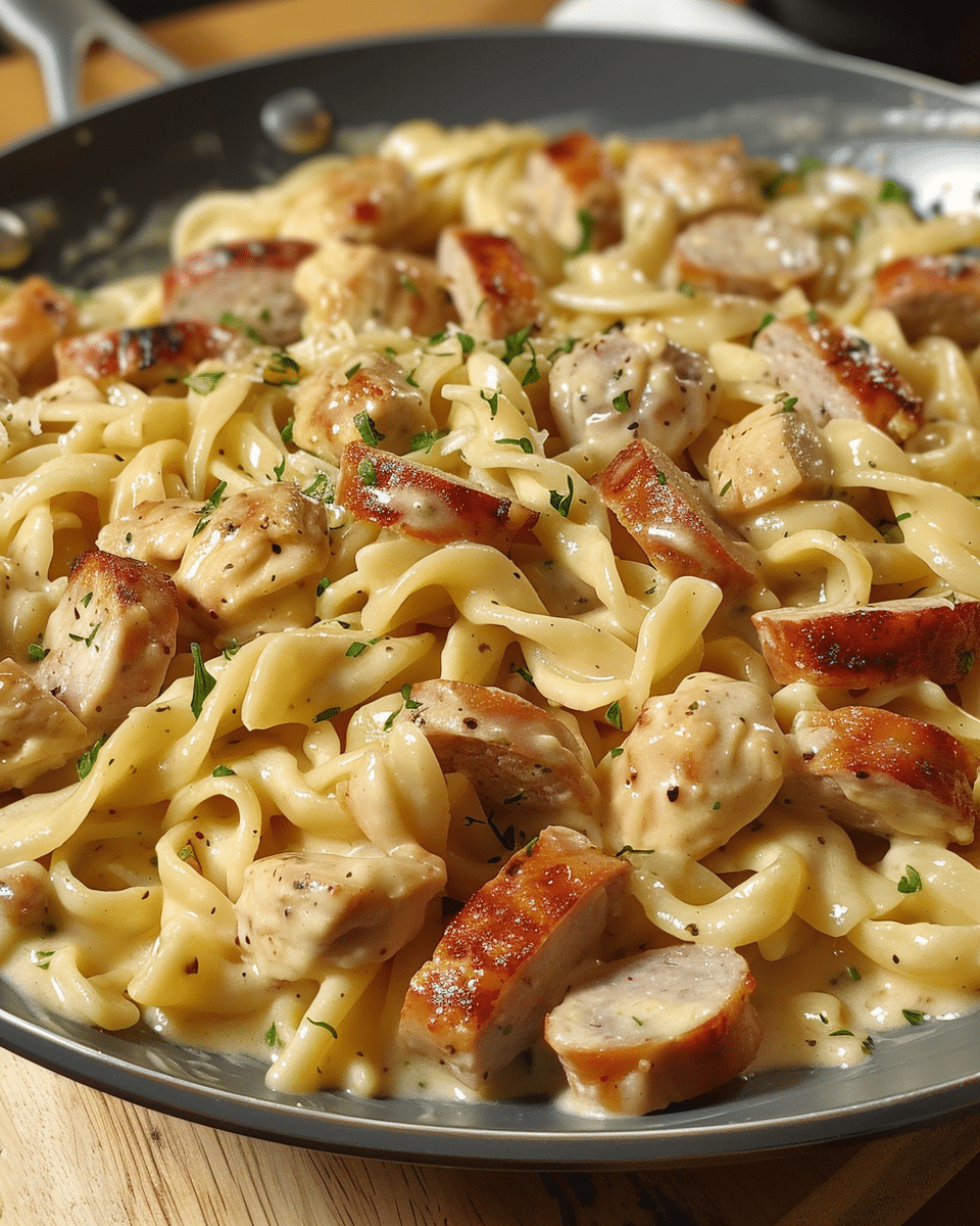 Creamy Pepper Jack Chicken & Sausage Pasta - Cooking With Blog