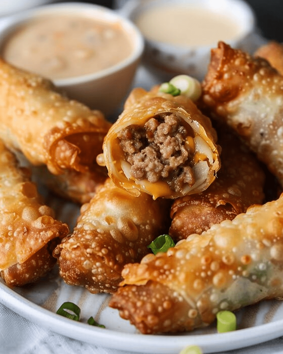 Crispy Cheeseburger Egg Rolls - Cooking With Blog