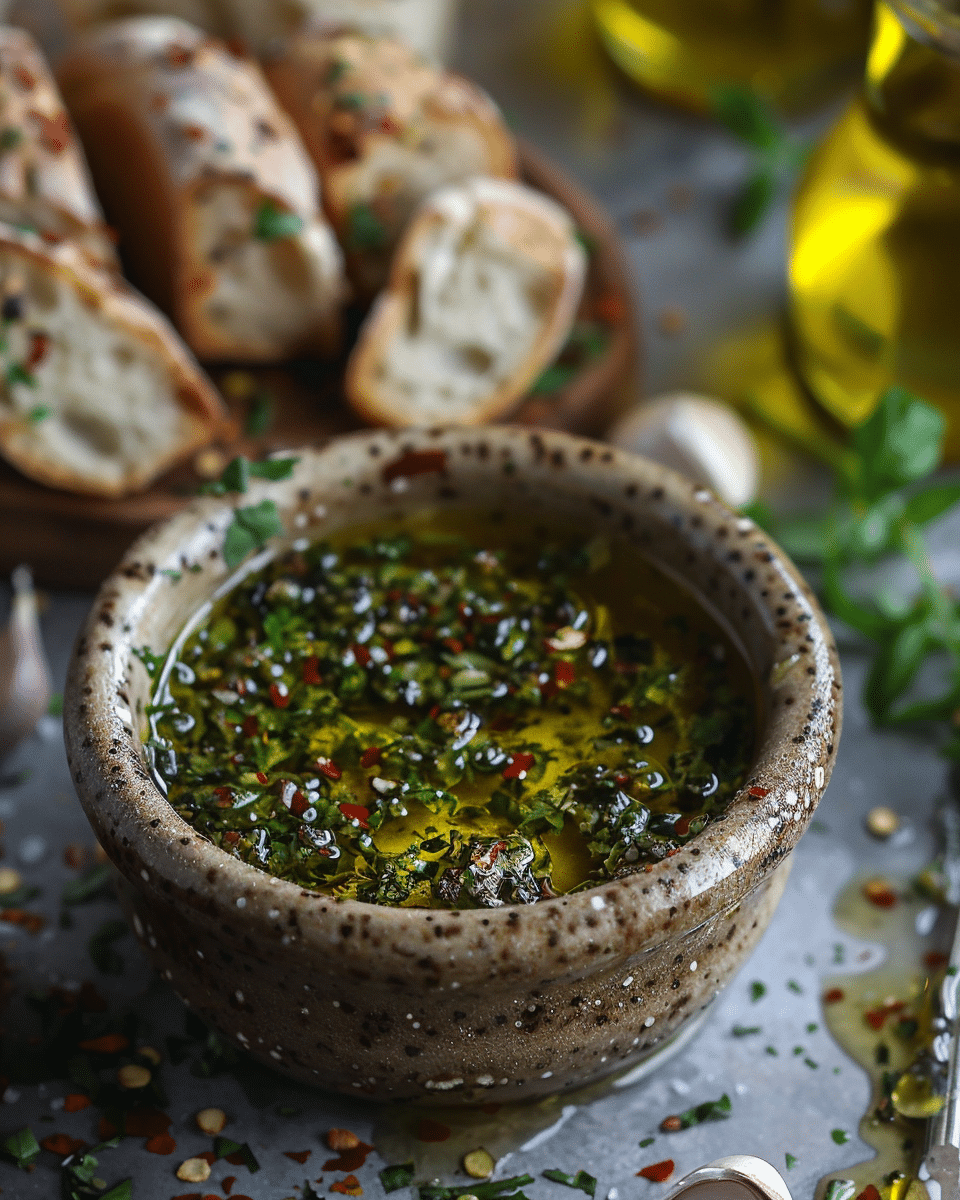 Loaded Greek Bread Dipping Oil - Cooking With Blog