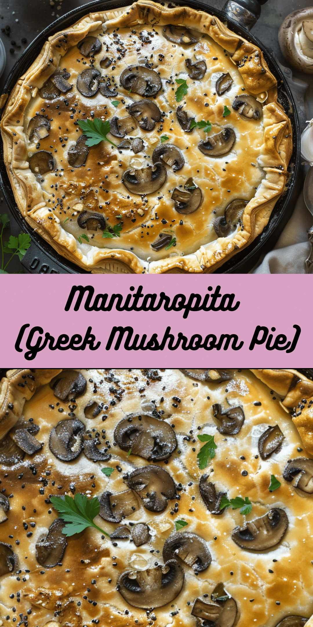 Manitaropita (Greek Mushroom Pie) - Cooking With Blog